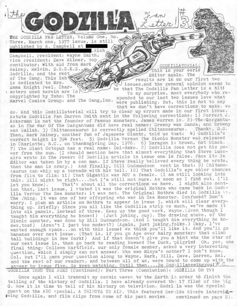 Godzilla Fan Club Newsletters, 1977 | 2 Warps to Neptune