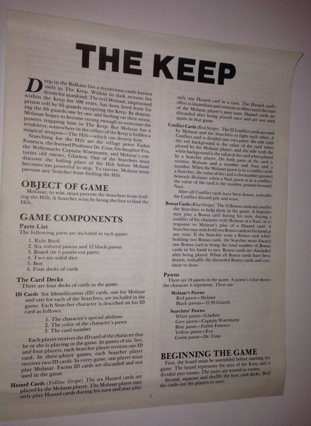 Board Games: The Keep (Mayfair Games, 1983) | 2 Warps to Neptune
